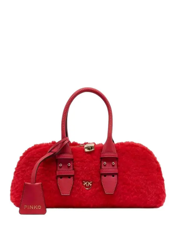 Pinko Love Birds Faux-shearling Tote Bag - Red