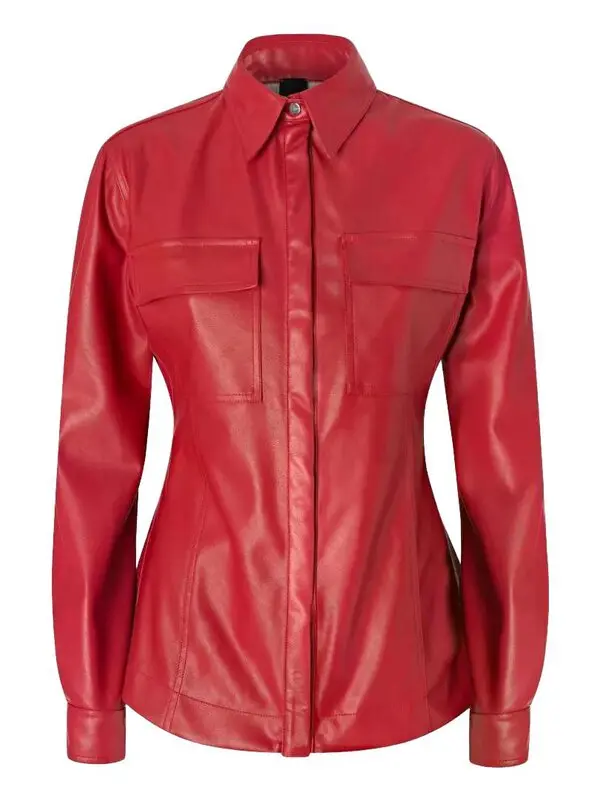 Pinko Faux-leather Shirt - Red