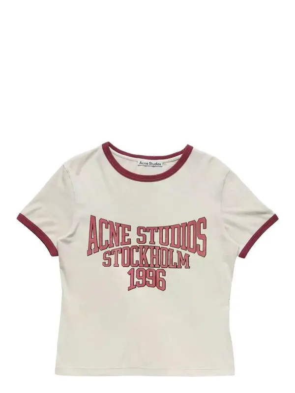 Acne Studios Logo-print Ringer T-shirt - Neutrals