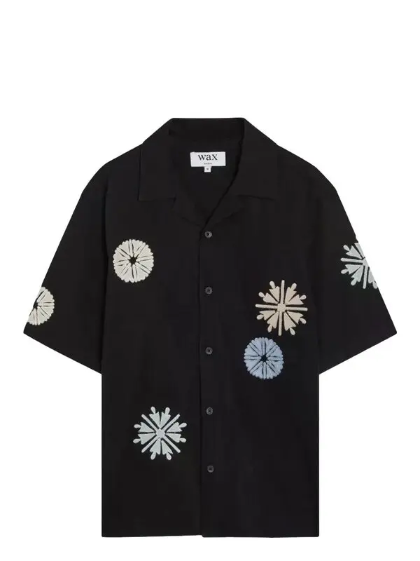 WAX LONDON Didcot Embroidered Short-sleeve Shirt - Black