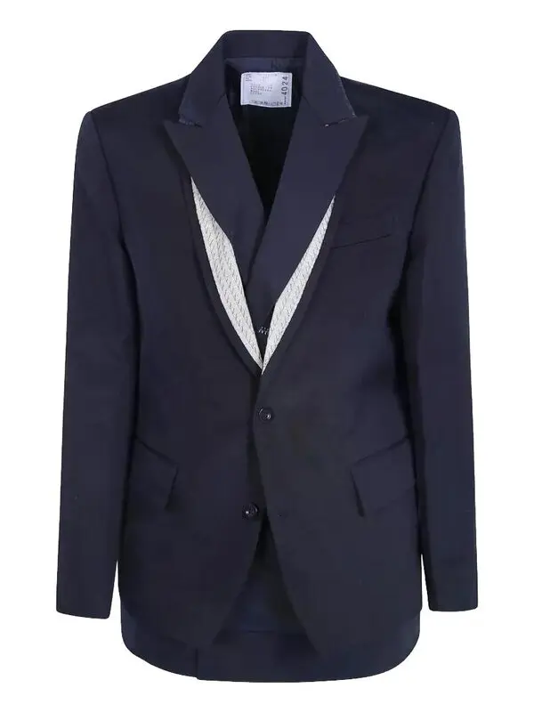 Sacai Layered Silk Blazer - Blue