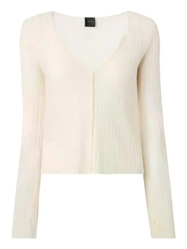 Pinko Ribbed-knit V-neck Cardigan - Neutrals