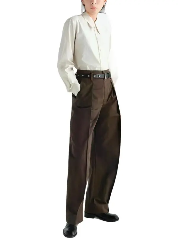 LEMAIRE Washed Cotton Silk Pointed Collar Shirt - Neutrals