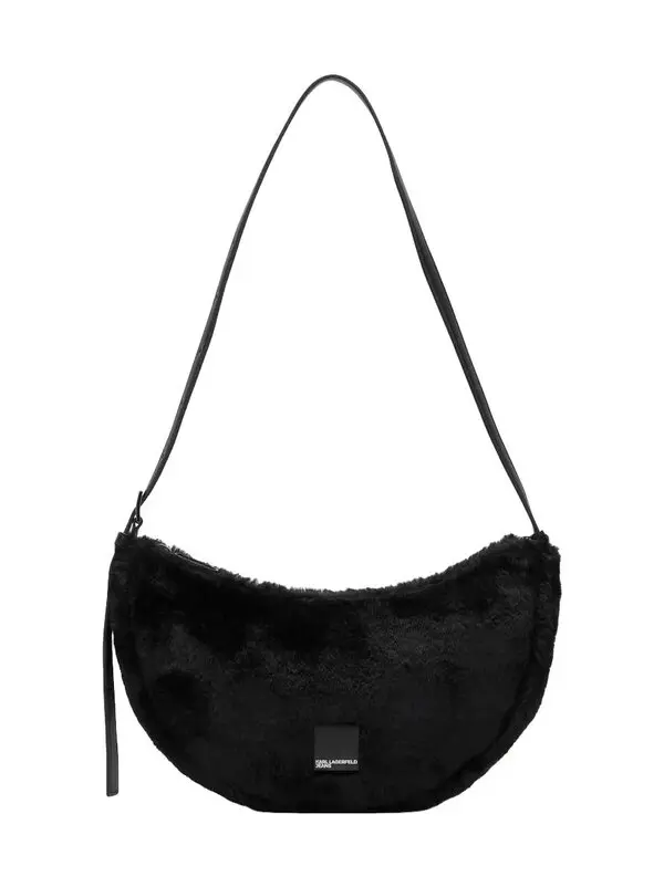 Karl Lagerfeld Faux-fur Logo Patch Shoulder Bag - Black