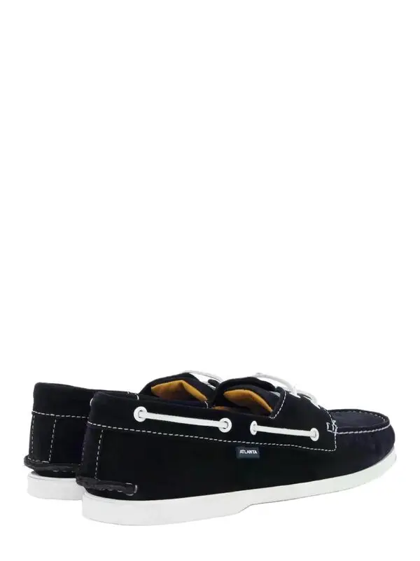 ATALANTA WELLER Contrast-stitch Suede Boat Shoes - Blue