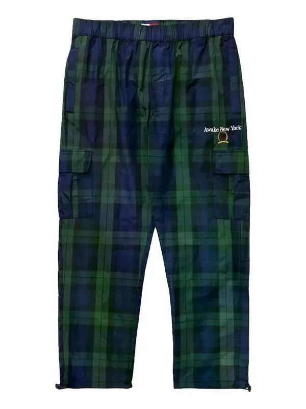 AWAKE NY Check-pattern Cargo Track Pants - Blue