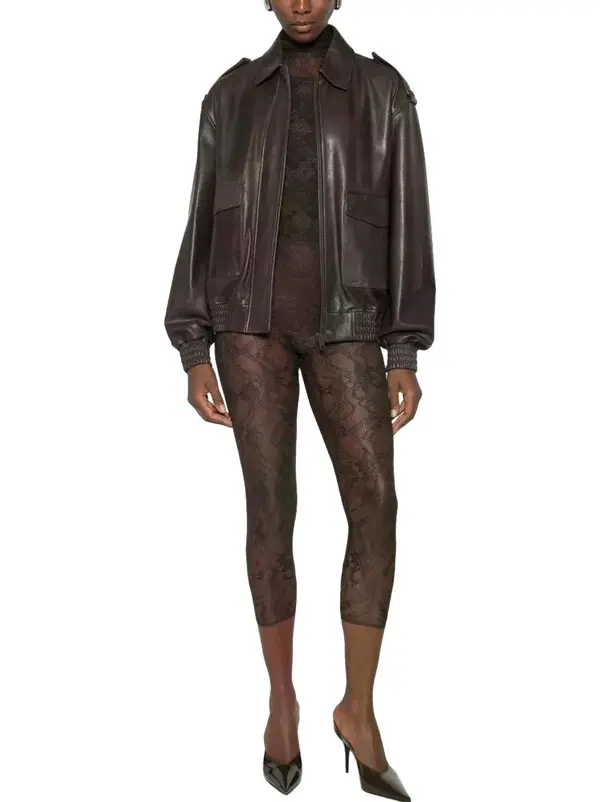 Andamane Ziggy Lace-pattern High-neck Bodysuit - Brown