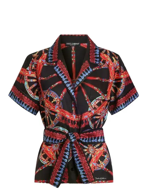 Dolce & Gabbana Carretto-print Silk Twill Vanity Shirt - Black