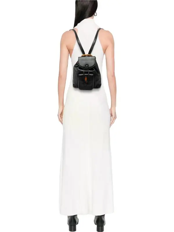 Gucci 20th Century Calfskin Bamboo Backpack - Black