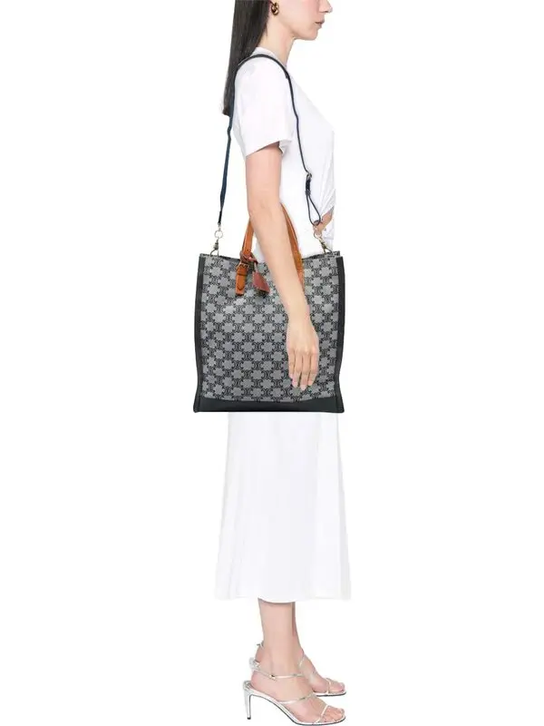 Celine 2009 Triomphe Canvas Vertical Tote Satchel - Grey