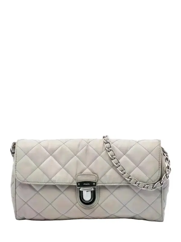 Prada 2000-2013 Impuntu Tessuto Chain Crossbody Bag - Grey