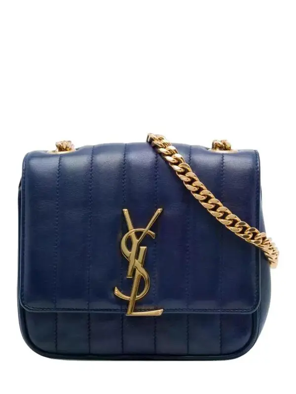 Saint Laurent 2018 Small Lambskin Vicky Crossbody Bag - Blue