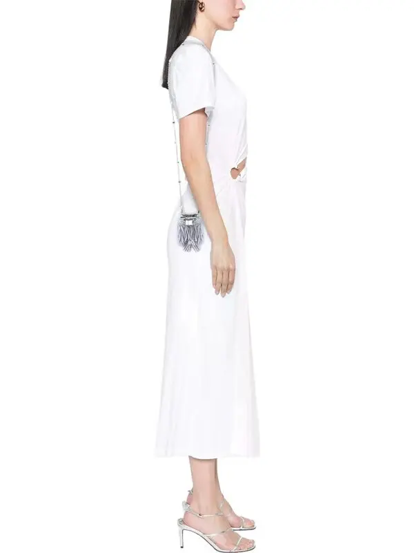 Miu Miu 2010-2026 Mini Metallic Matelasse Nappa Crystal Chain Bucket Bag - Silver