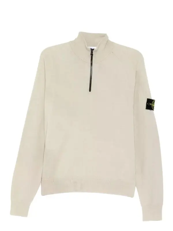 Stone Island Compass-patch Half-zip Sweater - Neutrals