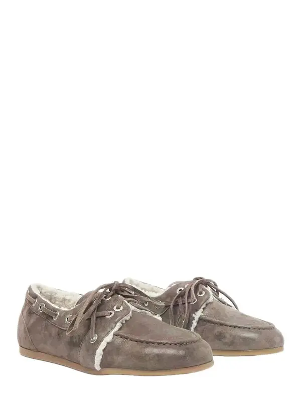 Peserico Faux-fur-lined Suede Loafers - Brown
