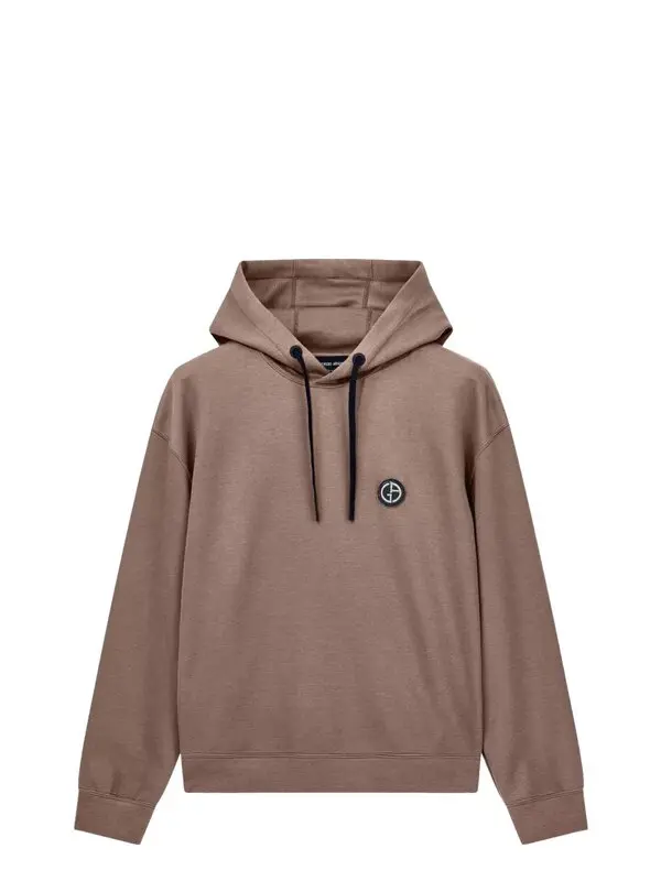 Giorgio Armani Logo-patch Drawstring Hoodie - Brown