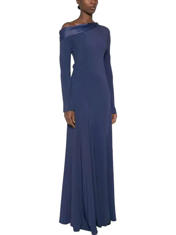 Alberta Ferretti Asymmetrical Neck Long Sleeve Dress - Blue
