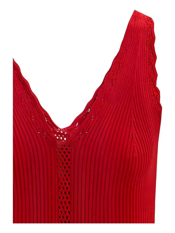 TWINSET Ribbed Open-knit Top - Red