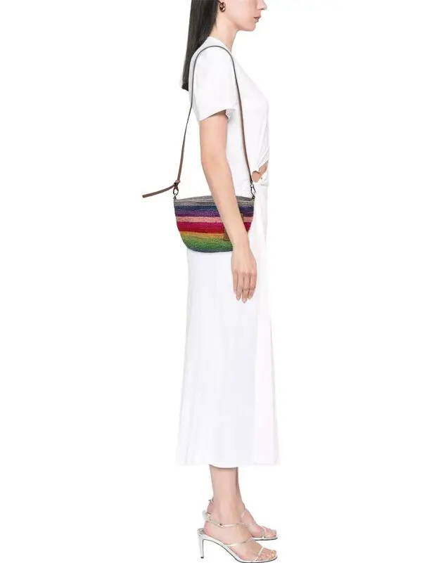 Loewe 2019 Paulas Ibiza Anagram Raffia Rainbow Pochette Crossbody Bag - Multicolour