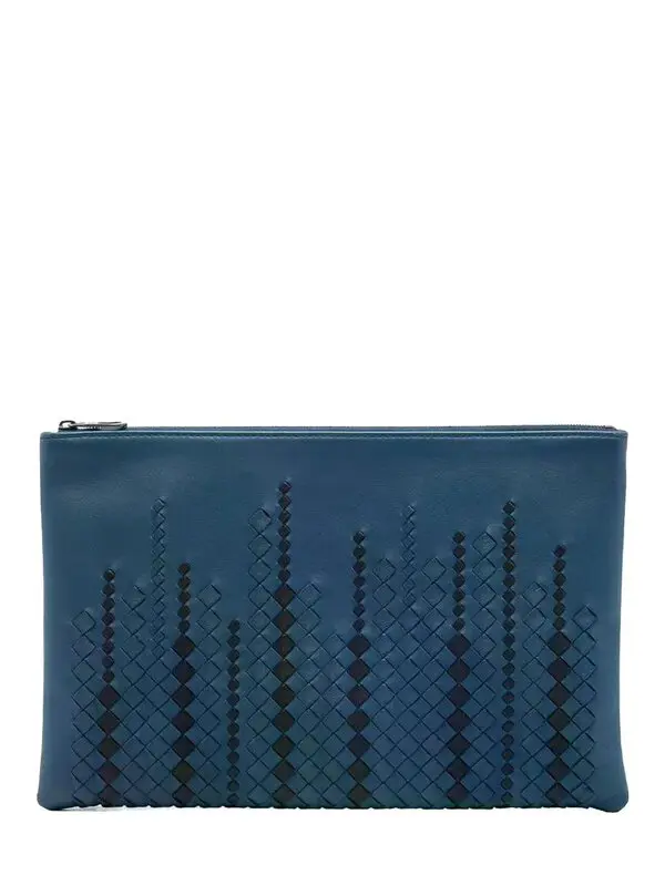 Bottega Veneta 2012-2026 Bicolor Nappa Intrecciato Clutch Bag - Blue
