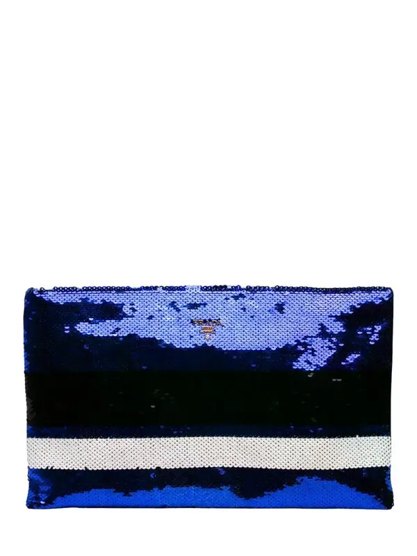 Prada 2000-2013 Paillettes Pochette Clutch Bag - Blue