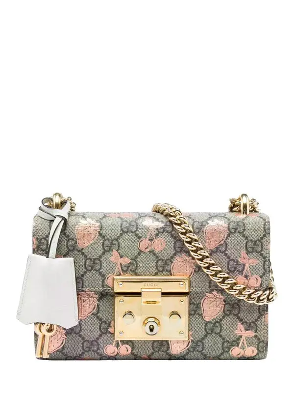 Gucci 2016-2026 Small Gg Supreme Berry Padlock Crossbody Bag - Neutrals