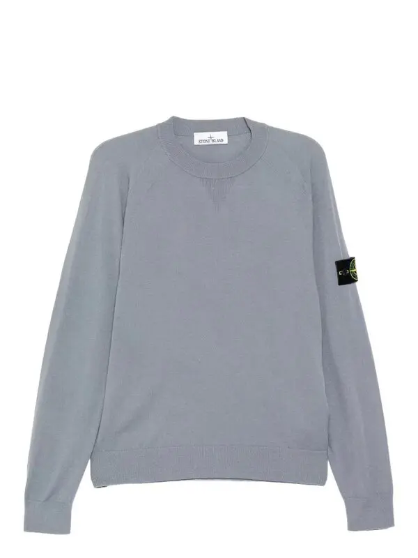 Stone Island Logo-patch Raglan-sleeve Sweater - Blue