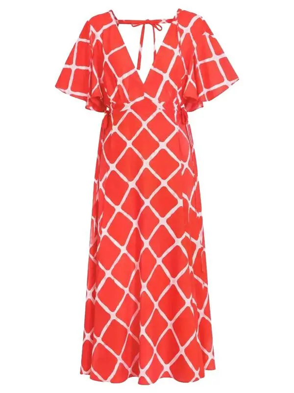 Victoria Beckham Cutout Printed Maxi Dress - Red