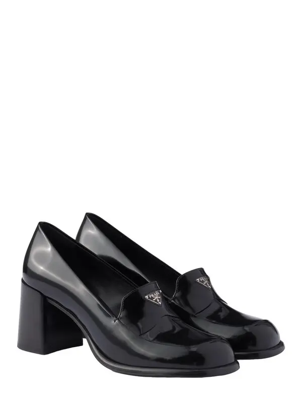 Prada Brushed Leather Loafers - Black