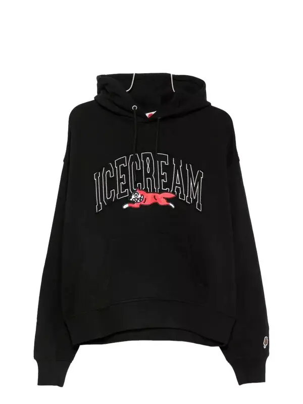 ICECREAM Logo-patch Drawstring Hoodie - Black