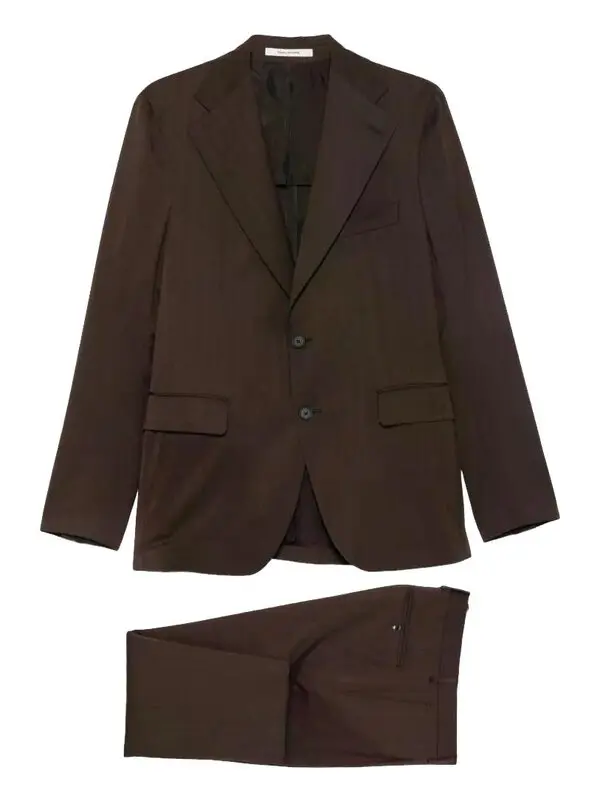 Tagliatore Herringbone-pattern Peak-lapel Suit - Brown