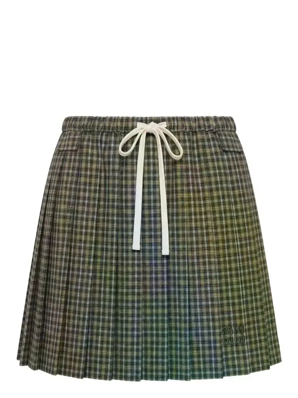Miu Miu Check-pattern Pleated Mini Skirt - Brown