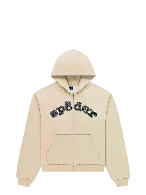 SP5DER Rhinestone-embellished Logo-print Hoodie - Neutrals