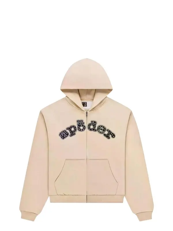 SP5DER Mixed Stone Og V2 Rhinestone-embellished Logo-print Hoodie - Neutrals
