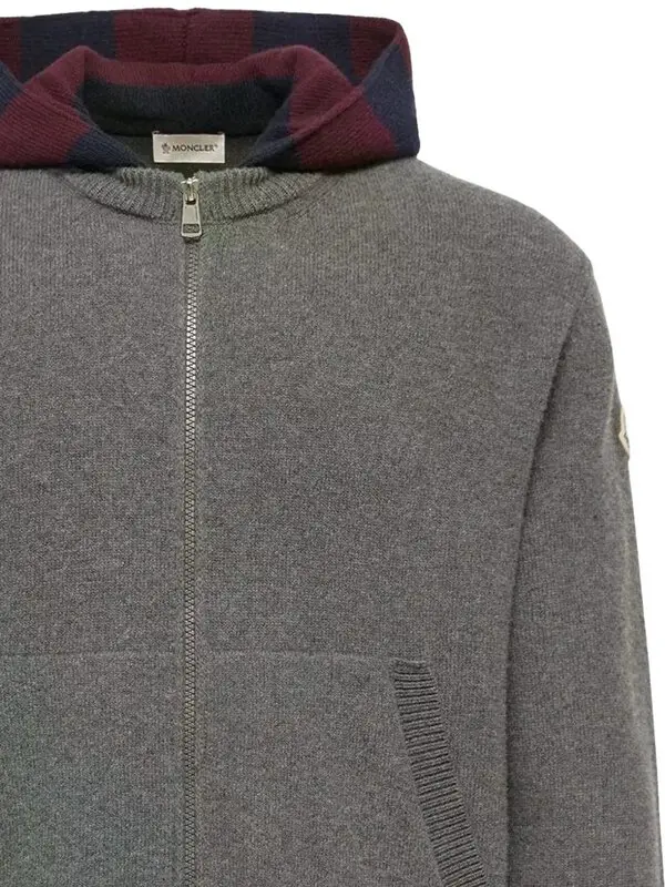 Moncler Zip-up Striped Hoodie - Grey
