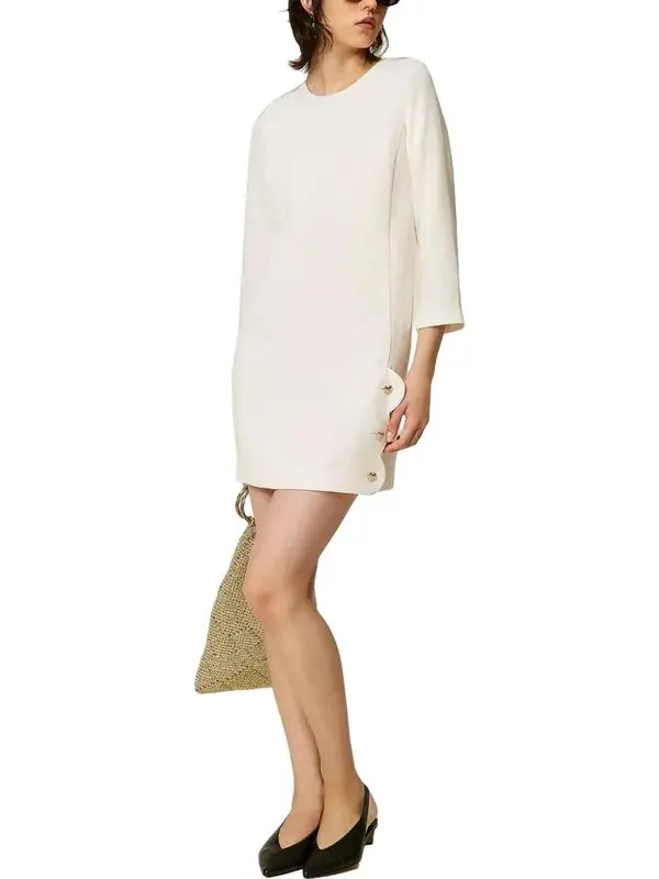 TWINSET Short Crêpe Dress With Heart-shaped Buttons - Neutrals