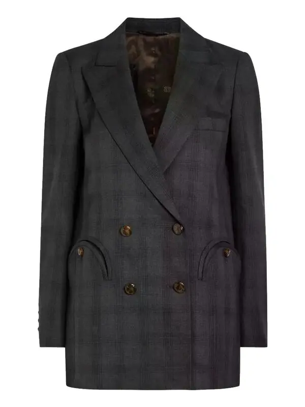 BLAZÉ MILANO Everyday Double-breasted Checked Blazer - Grey