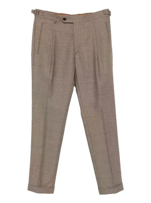 BERWICH Pleated Wool Trousers - Brown