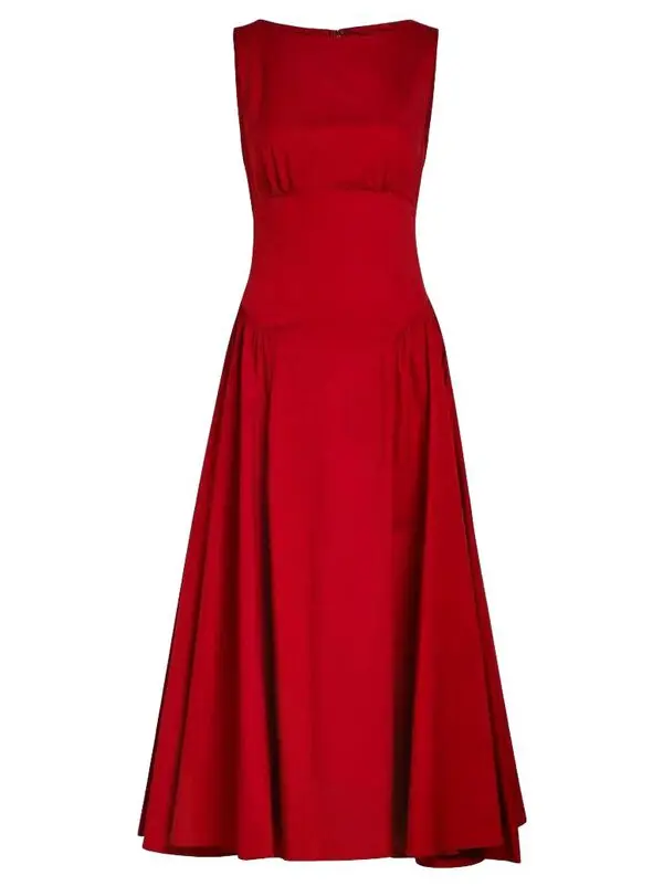 Staud Midi Flared Cotton Dress - Red