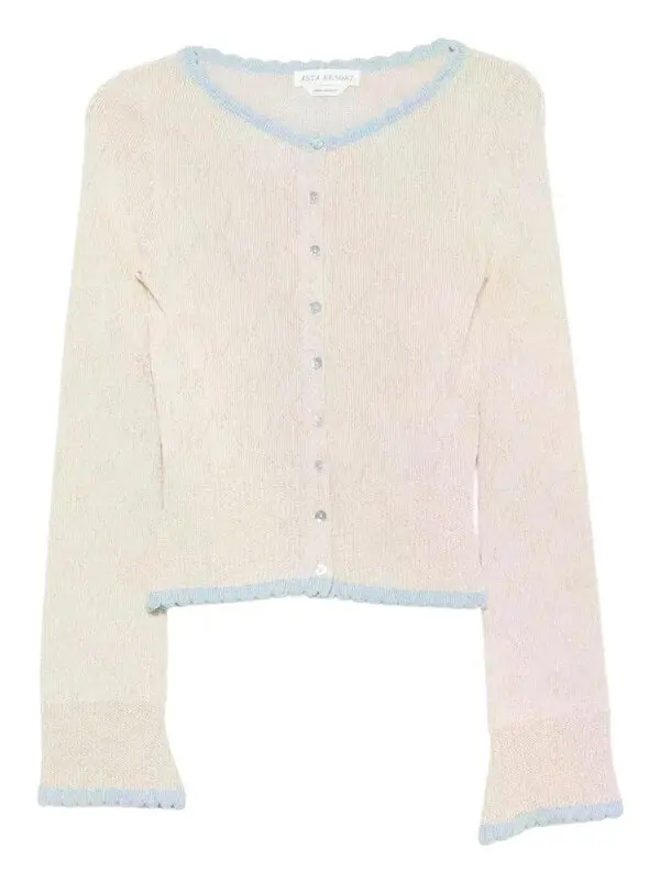 ASTA RESORT Franca Scallop-edge Cardigan - Neutrals