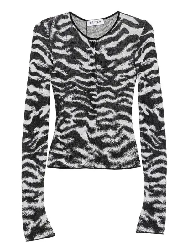 Attico Zebra-print Long-sleeve Cardigan - Black