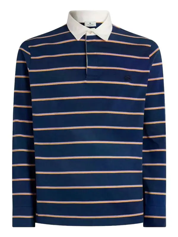 Etro Striped Long-sleeve Polo Shirt - Blue
