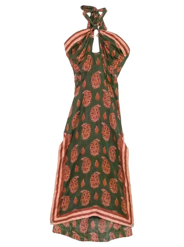Johanna Ortiz Paisley-print Cutout Dress - Green