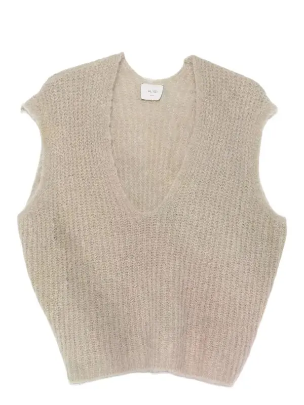 ALYSI Ribbed-knit V-neck Sweater Vest - Neutrals
