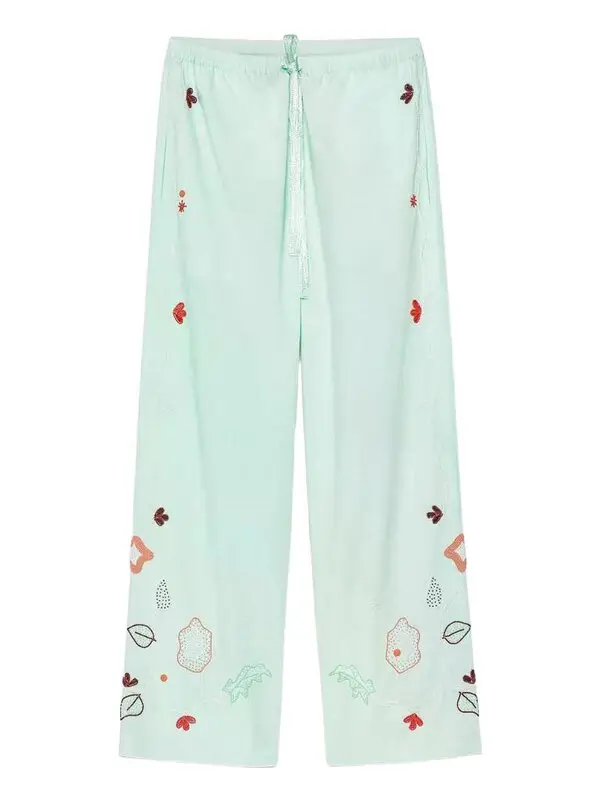 FORTE_FORTE Embroidered Drawstring-waist Trousers - Blue