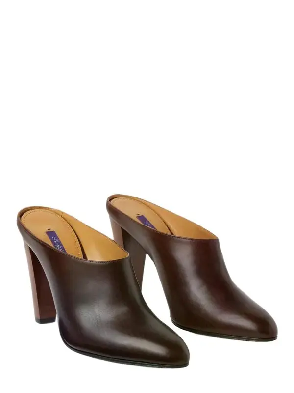 Ralph Lauren Ashtyn Leather Heeled Mules - Brown