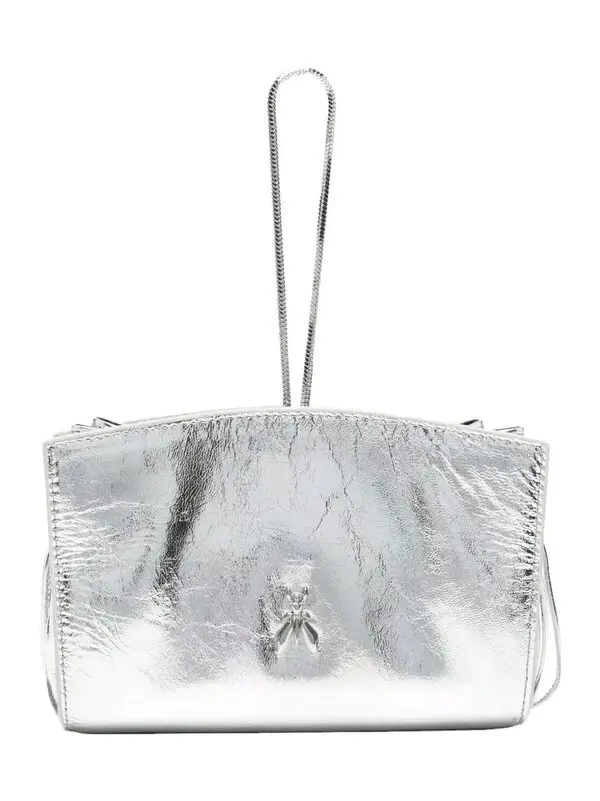 Patrizia Pepe Laminated Leather Clutch Bags - Silver