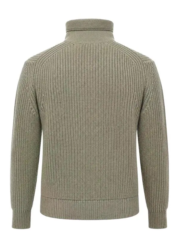 PAOLO PECORA Ribbed-knit High-neck Cardigan - Green