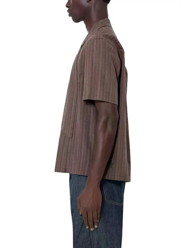 ACHM Striped Short-sleeve Shirt - Brown