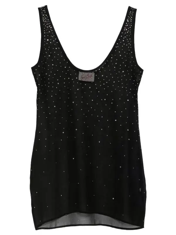 MC2 SAINT BARTH Rhinestone-embellished Sheer Dress - Black